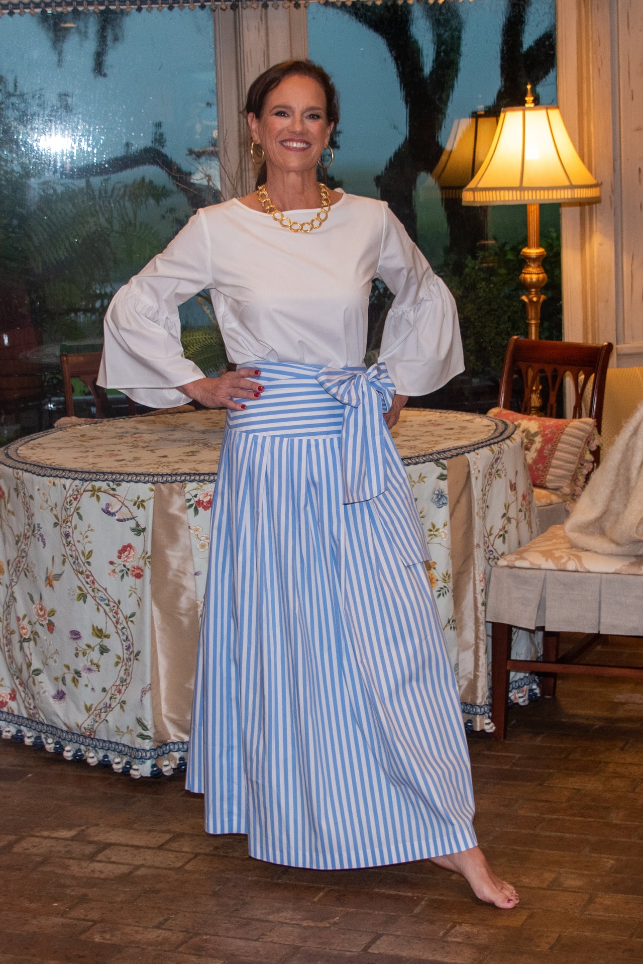 #016 ANNA BELLE WRAP AROUND ONE SIZE MAXI SKIRT - COTTON